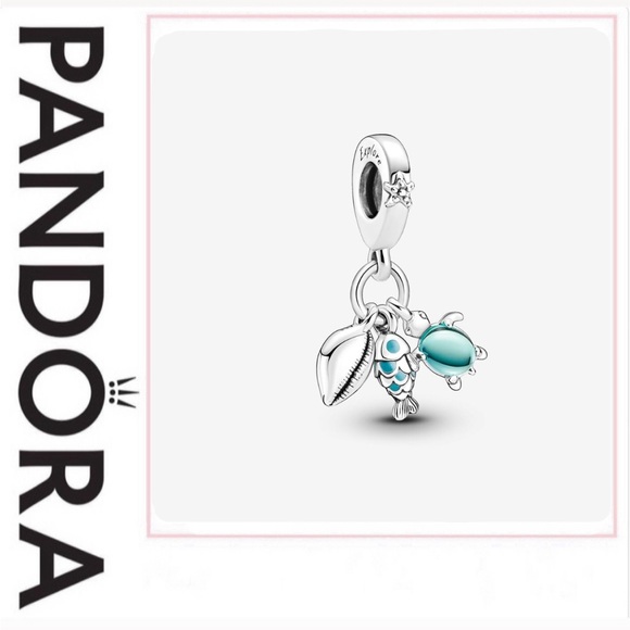Pandora | Jewelry | Fish Sea Turtle Conch Triple Dangle Charm | Poshmark